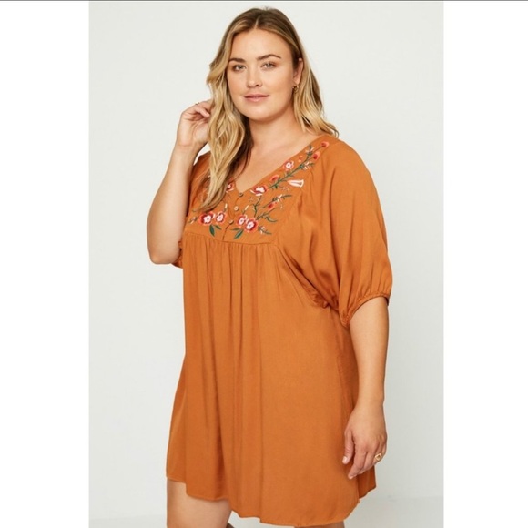 Hayden | Dresses | Hayden Plus Rust Floral Embroidered Mini Dress Size ...